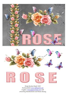 Pink Roses Name Card for Rose - CUP320934_1716 | Craftsuprint