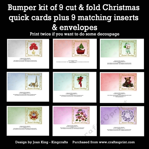Set of 9 5 inch Christmas cards with matching inserts and envelopes ...