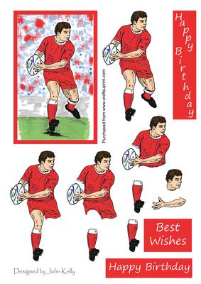 Rugby Player All Red Kit - Decoupage - CUP205353_1119 | Craftsuprint