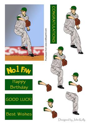 Baseball Pitcher 2 (green Cap) - Decoupage - CUP231742_1119 | Craftsuprint