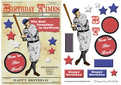 Retro Baseball Player (grandson's Birthday) - A5 - CUP245880_1119 ...