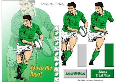 Green Rugby Player (shaped Card) - A5 - CUP247927_1119 | Craftsuprint
