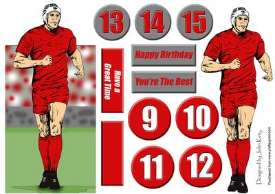 Rugby Player (red) - Dl Cut Out - CUP251143_1119 | Craftsuprint