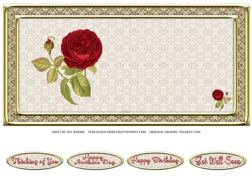 JJ VINTAGE RED ROSE 6X6 INSERT - CUP774421_3406 | Craftsuprint