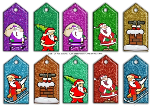 JJ CHRISTMAS GLITTER TAGS WITH SANTA EMBELLISHMENT - CUP795608_3406 ...