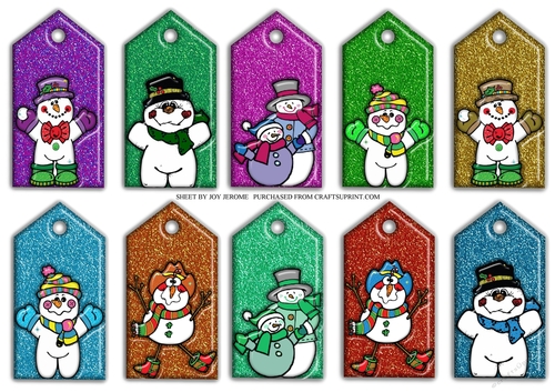JJ CHRISTMAS GLITTER TAGS WITH SNOWMAN EMBELLISHMENT. - CUP795612_3406 ...