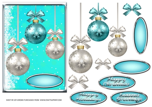 JJ CHRISTMAS TURQUOISE BAUBLES 5X7 - CUP841706_3406 | Craftsuprint