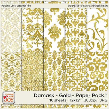 Damask - Gold - Paper Pack 1 - CUP664710_2356 | Craftsuprint