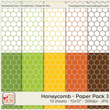 Honeycomb (hexagon) Background Papers 3 - CUP668291_2356 | Craftsuprint