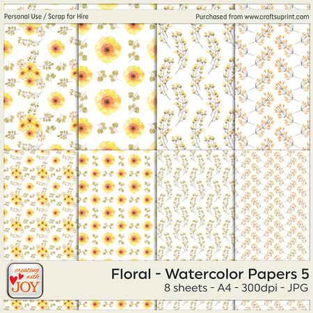 A4 Floral Watercolor Background Papers 5 - CUP668586_2356 | Craftsuprint