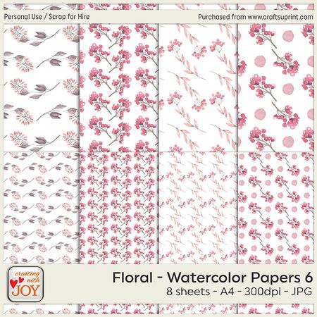 A4 Floral Watercolor Background Papers 6 - CUP668588_2356 | Craftsuprint