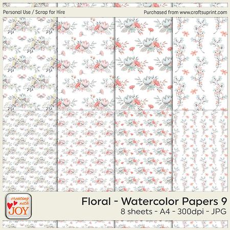 A4 Floral Watercolor Background Papers 9 - CUP668674_2356 | Craftsuprint