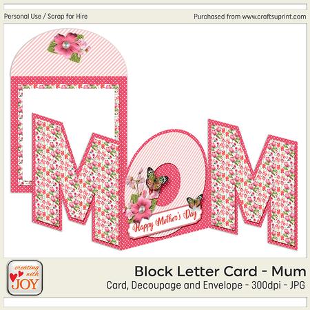 Trifold Mom Block Letters Mothers Day Card - CUP673517_2356 | Craftsuprint