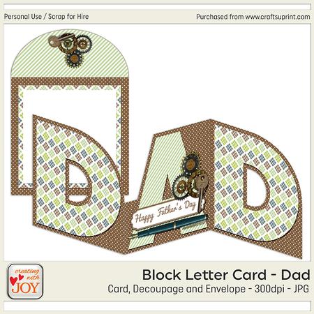 Trifold Dad Block Letters Fathers Day Card - CUP674461_2356 | Craftsuprint
