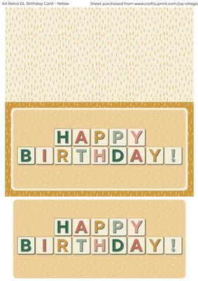 Retro Dl Yellow Birthday Card - CUP680726_2356 | Craftsuprint