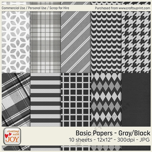 12x12 Basic Background Papers - Gray - CUP718327_2356 | Craftsuprint