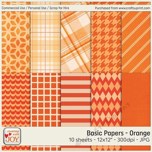12x12 Basic Background Papers - Orange - CUP718330_2356 | Craftsuprint