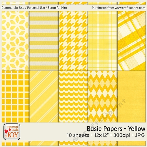 12x12 Basic Background Papers - Yellow - CUP718343_2356 | Craftsuprint