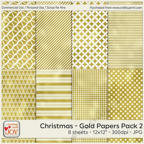12x12 Designer Resources Christmas-themed Papers Gold Foil Effect ...