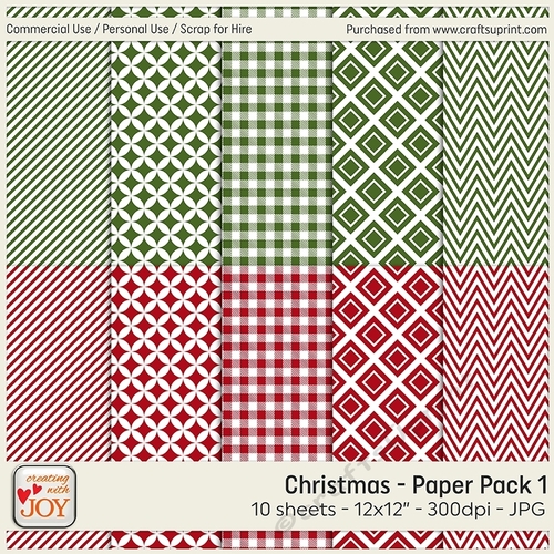 12x12 Designer Resources Red and Green Patterned Papers - CUP719877 ...