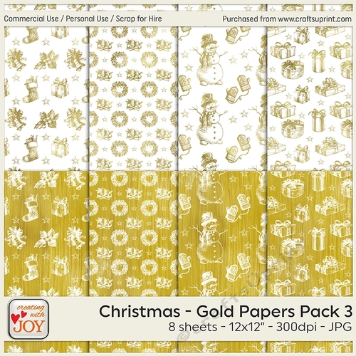 12x12 Designer Resources Christmas-themed Papers Gold Foil Effect ...