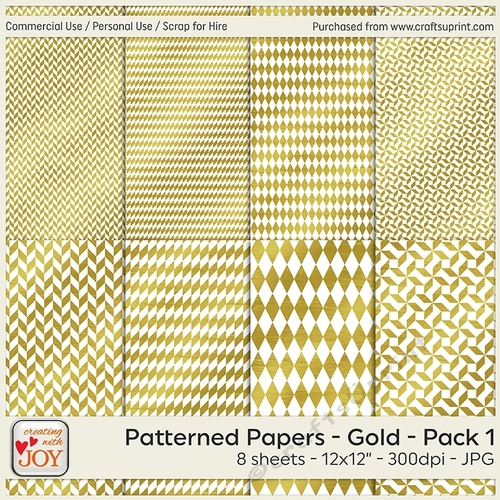 12x12 Designer Resources Patterned Papers in Gold Foil - CUP720073_2356 ...