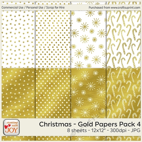 12x12 Designer Resources Christmas-themed Papers Gold Foil Effect ...