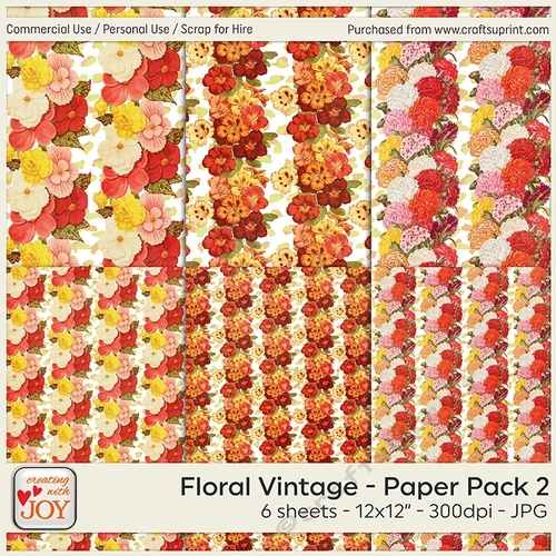 12x12 CU Floral Vintage Patterned Papers 2 - CUP726926_2356 | Craftsuprint