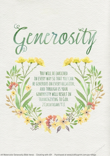 A4 Watercolor Effect Generosity Bible Verse - CUP792924_2356 | Craftsuprint