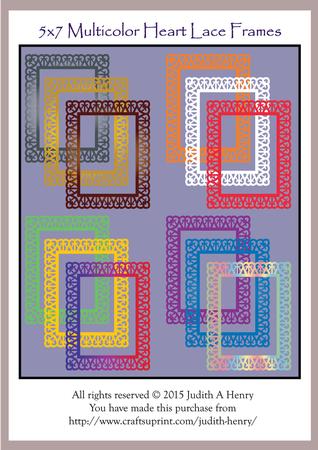 5x7 Multicolor Heart Lace Frames - CUP629289_2228 | Craftsuprint
