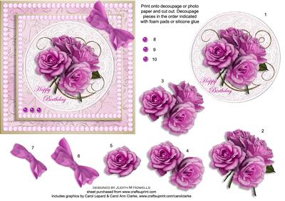 Roses with Pearls Square Card - CUP187503_1065 | Craftsuprint
