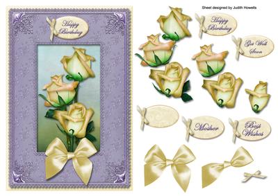 Lemon Roses in a Lilac Frame Card Front - CUP283537_1065 | Craftsuprint