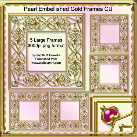 Pearl Embellished Gold Frames Cu - CUP327427_1065 | Craftsuprint