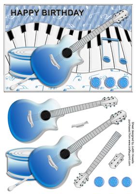 Guitar and Music Blue Birthday Card Front - CUP352429_1065 | Craftsuprint