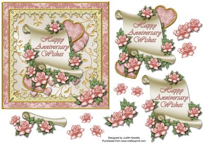 Scroll and Roses Anniversary Card Front - CUP420531_1065 | Craftsuprint