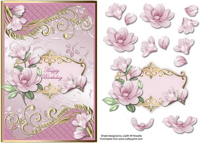 Pink Magnolia with Ornate Borders Card Front - CUP537470_1065 ...