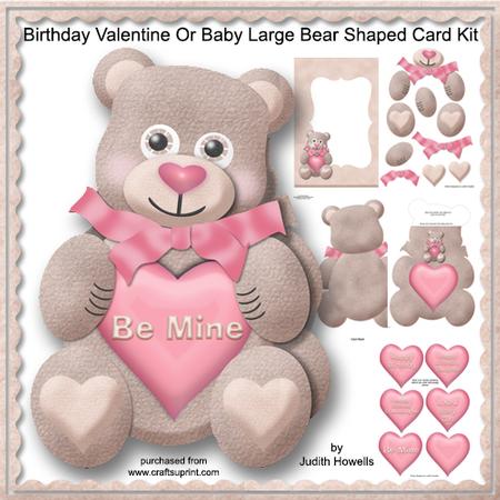 Birthday Valentine or Baby Large Bear Shaped Card Kit - CUP667234_1065 ...