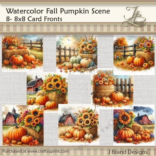 Watercolor Fall Pumpkin Scene - CUP1317184_95270 | Craftsuprint