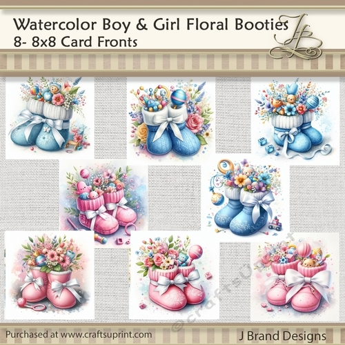 Watercolor Boy and Girl Floral Booties - CUP1319688_95270 | Craftsuprint