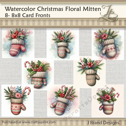 Watercolor Christmas Mitten Floral - CUP1319693_95270 | Craftsuprint