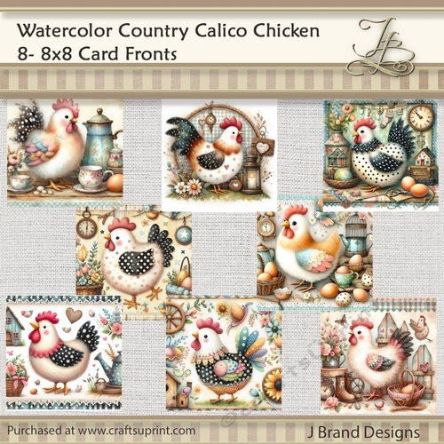 Watercolor Country Calico Chickens - CUP1321995_95270 | Craftsuprint