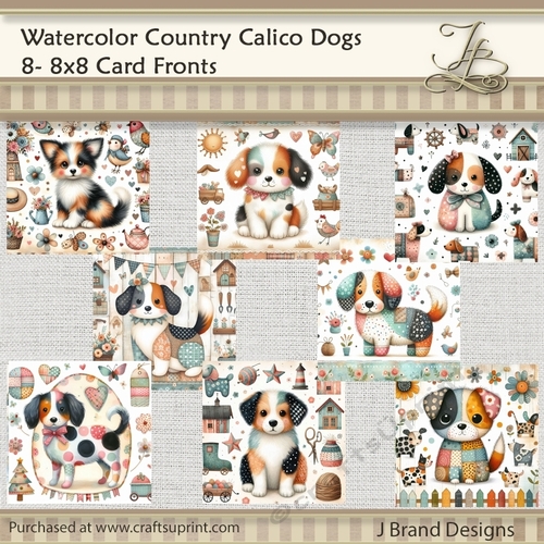 Watercolor Country Calico Dogs - CUP1322000_95270 | Craftsuprint