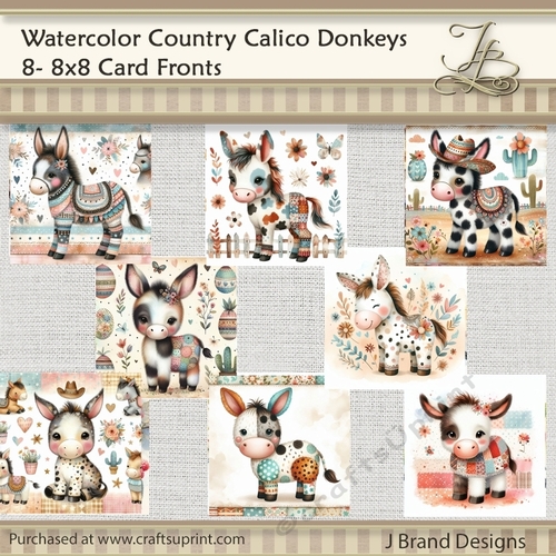 Watercolor Country Calico Donkeys - CUP1322001_95270 | Craftsuprint