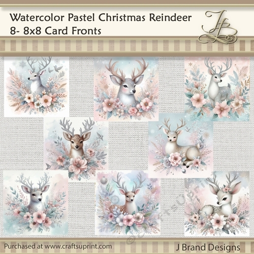 Watercolor Pastel Christmas Reindeer - CUP1325327_95270 | Craftsuprint