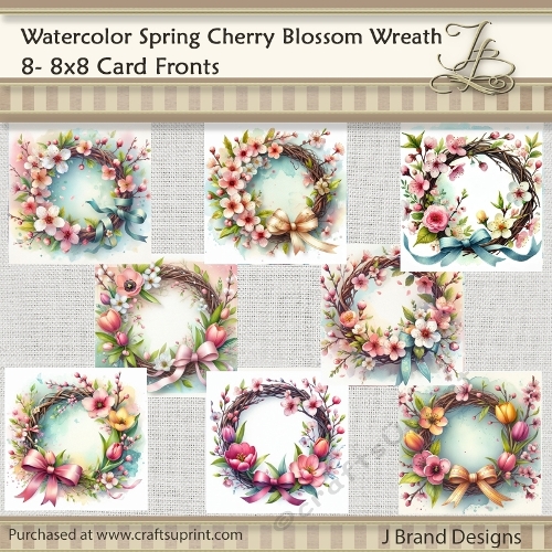 Watercolor Cherry Blossom Floral Wreath - CUP1358689_95270 | Craftsuprint