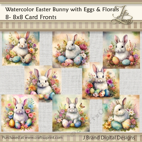 Watercolor Easter Bunny with Eggs and Florals - CUP1359637_95270 ...