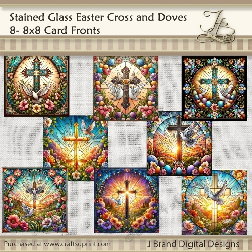 Stained Glass Easter Cross and Doves - CUP1368380_95270 | Craftsuprint