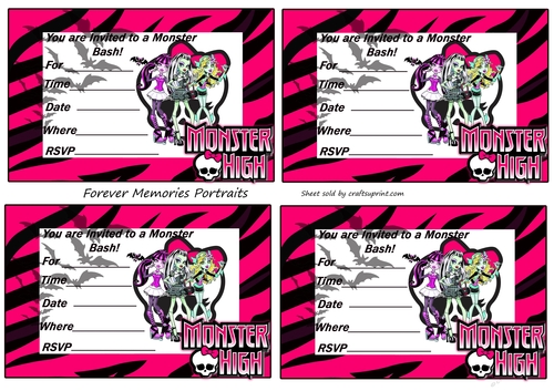 Monster High Invitations 2 - CUP971311_48450 | Craftsuprint