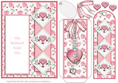 Valentines Hearts - Bookmark Pocket Card - CUP153141_499 | Craftsuprint