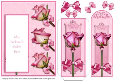 Pink Roses and Bows - Bookmark Pocket Card - CUP177920_499 | Craftsuprint